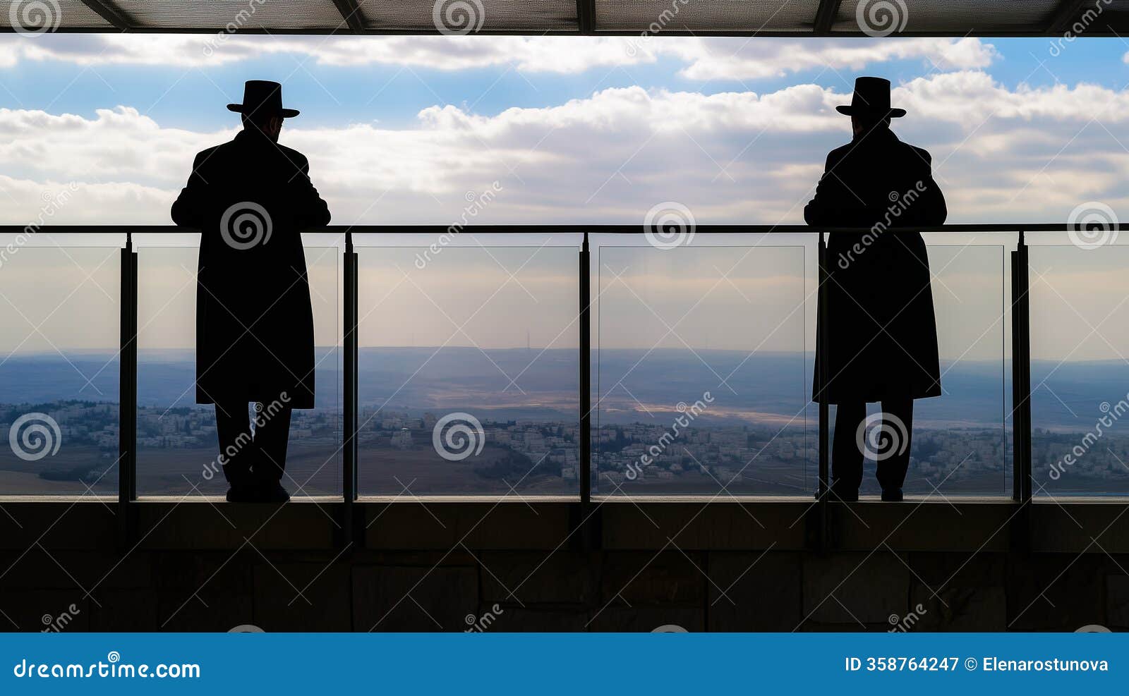 Silhouettes of Two Haredi Men in Hats Praying Stock Illustration ...