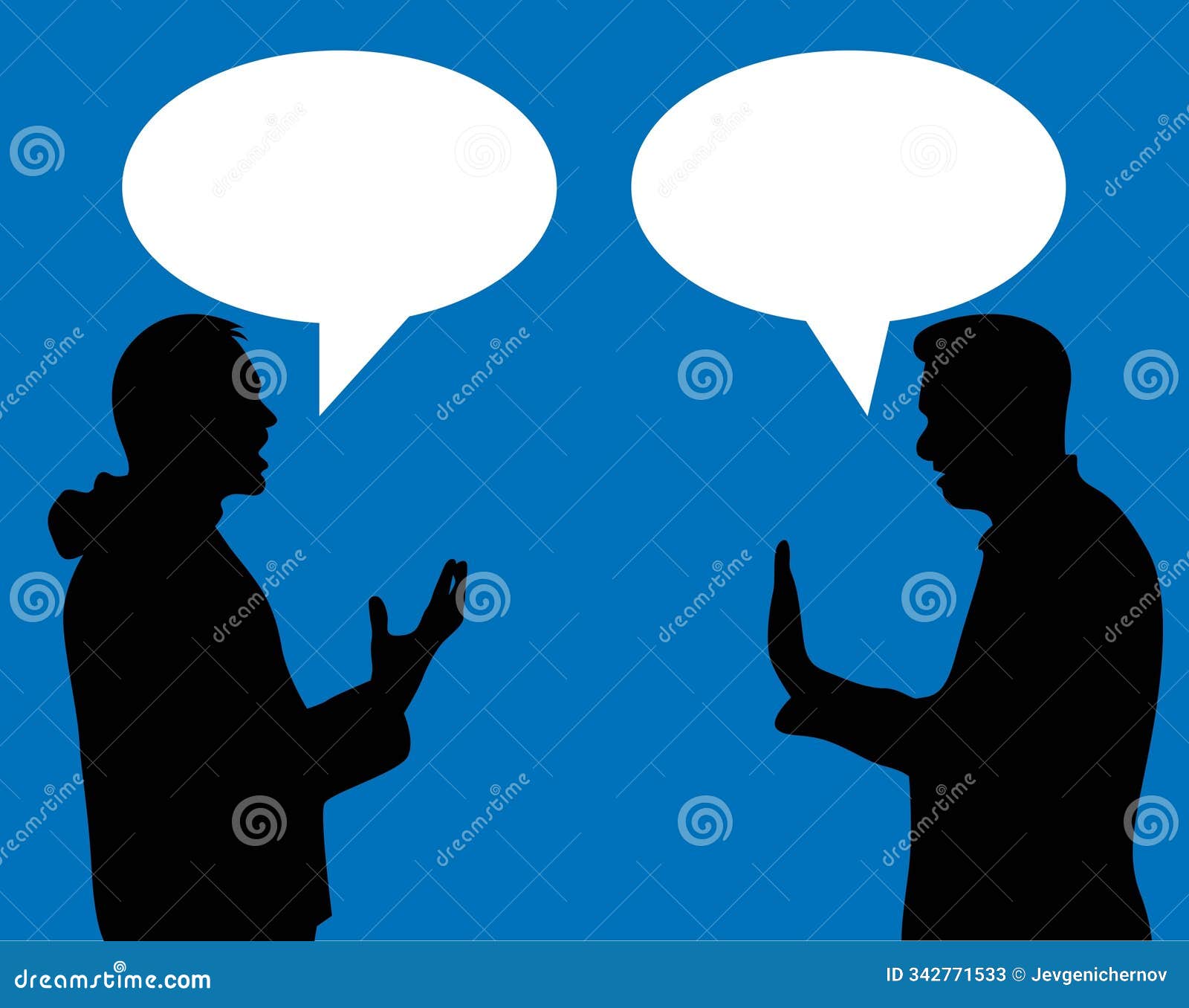 Silhouettes of Two Men Arguing or Having a Conversation with Speech ...