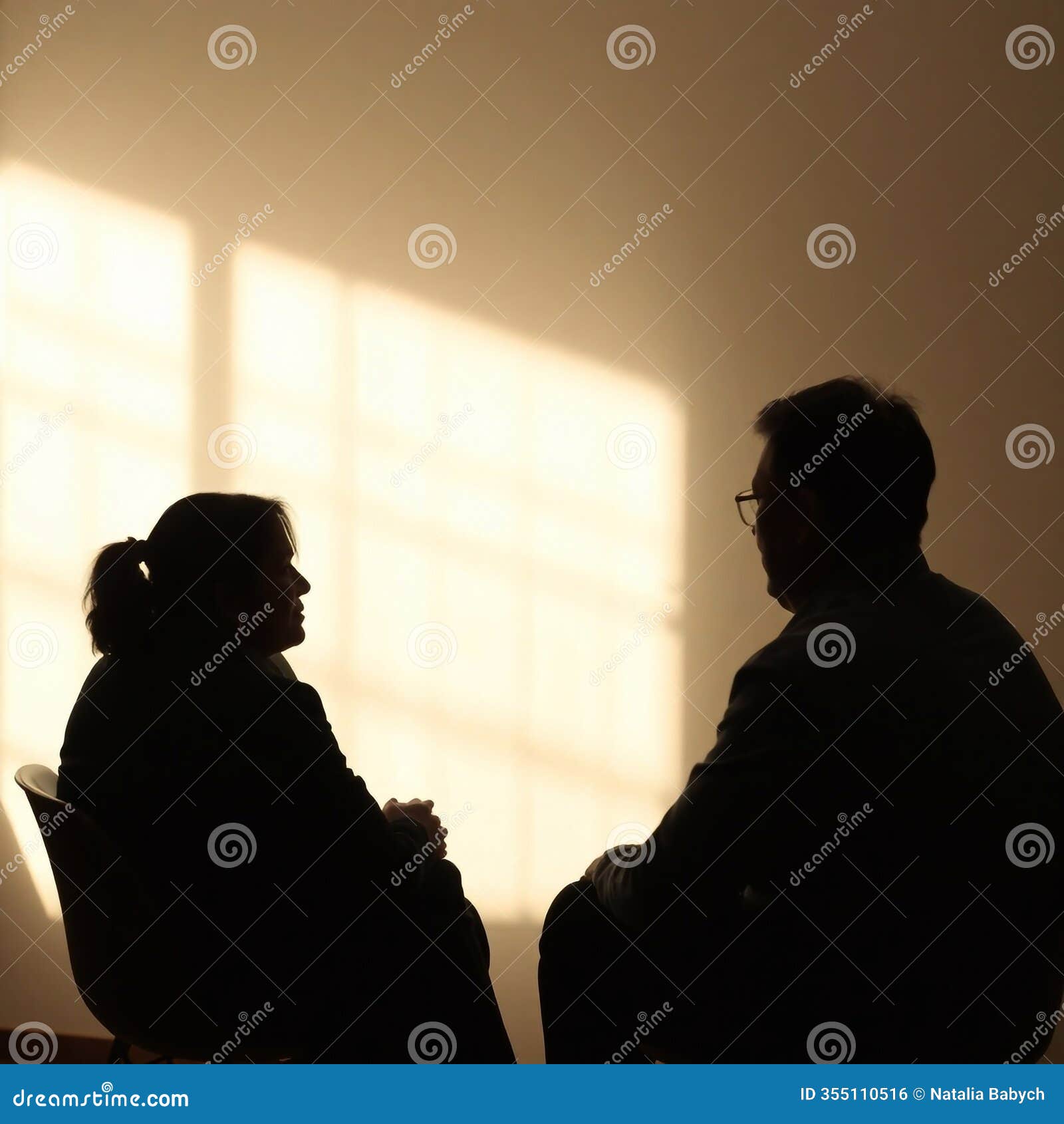Silhouettes of Two People Talking. Stock Illustration - Illustration of ...