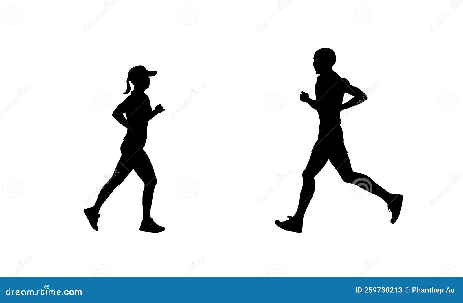 Silhouettes of Two Runners, Vector Stock Vector - Illustration of ...