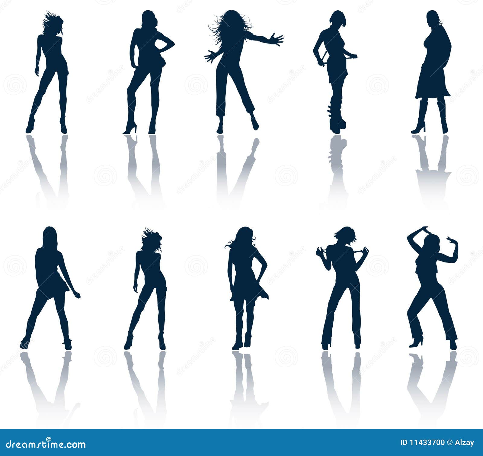 Silhouettes of women stock illustration. Illustration of black - 11433700