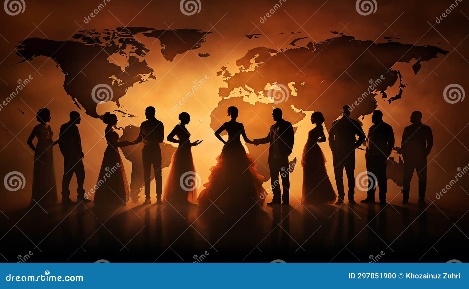 Silhouettes of Women in Front of a World Map. Representing Societies ...
