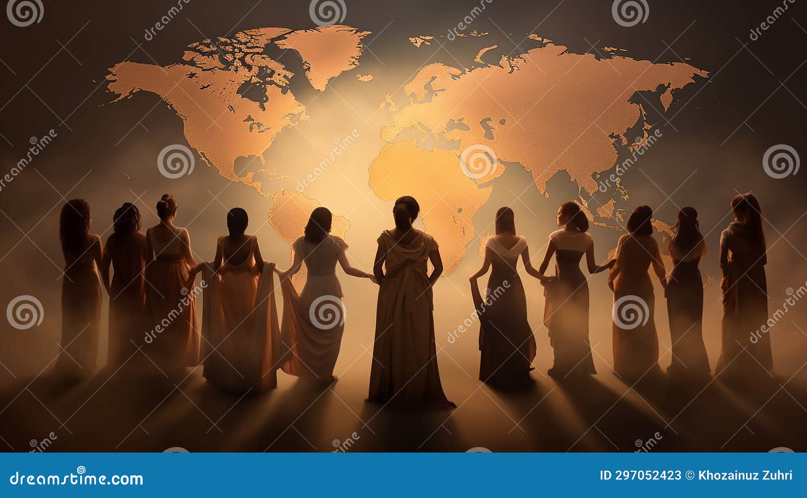 Silhouettes of Women in Front of a World Map. Representing Societies ...