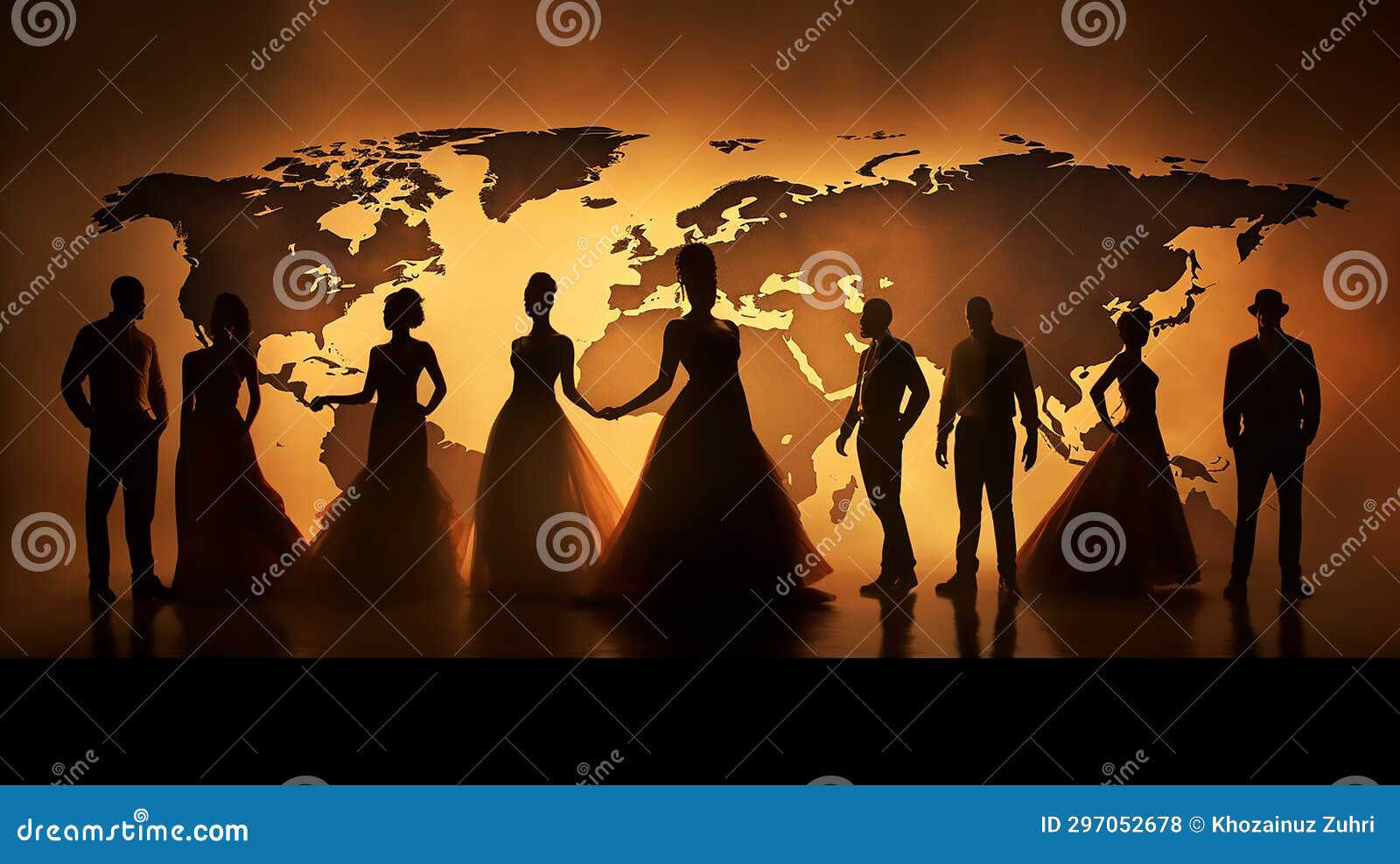 Silhouettes of Women in Front of a World Map. Representing Societies ...