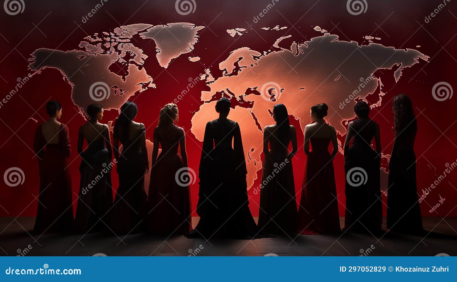 Silhouettes of Women in Front of a World Map. Representing Societies ...