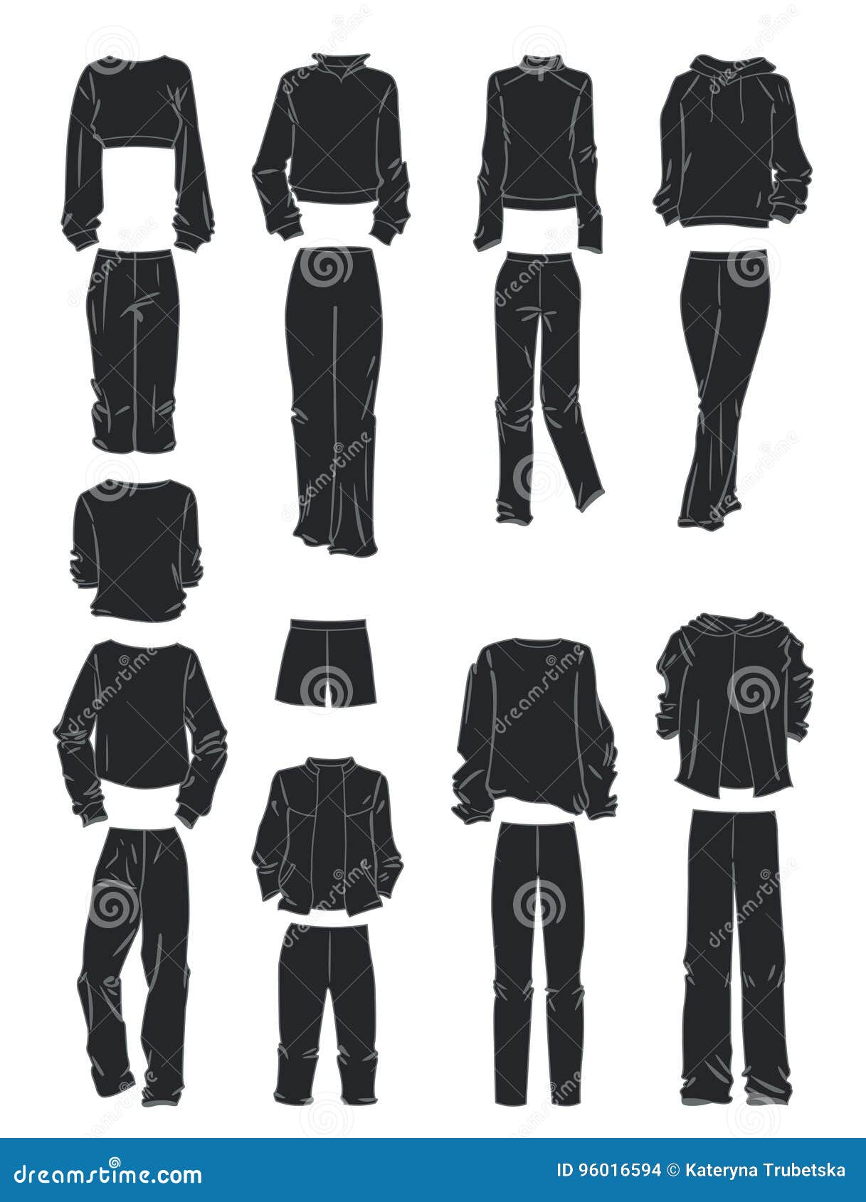 Silhouettes Of Women`s Coats Vector Illustration
