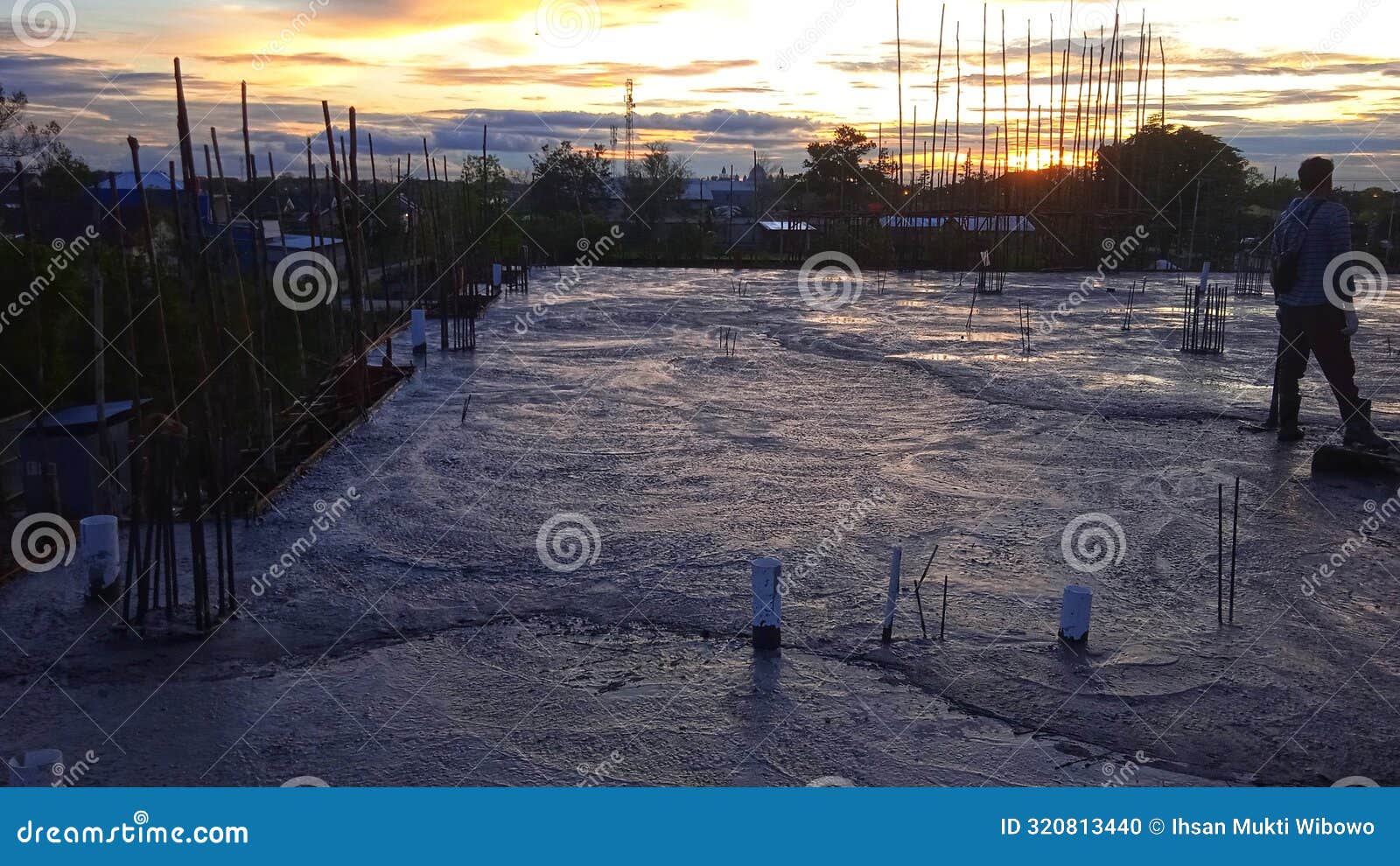 Silhouettes of Workers on a Construction Site, during the Hot Sun ...