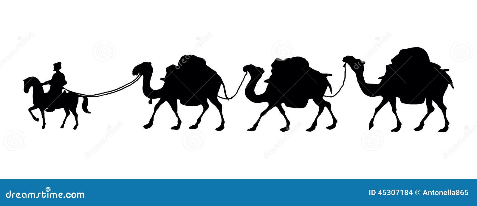 Camel Caravan In Sahara At Sunset Vector Illustration | CartoonDealer.com #13112640
