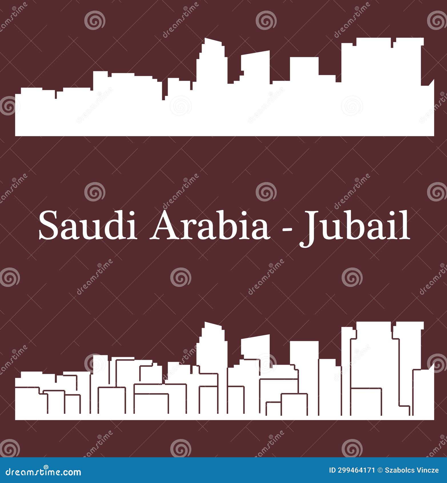 Silhueta Da Cidade De Jubail Saudi Arabia Ilustração do Vetor ...