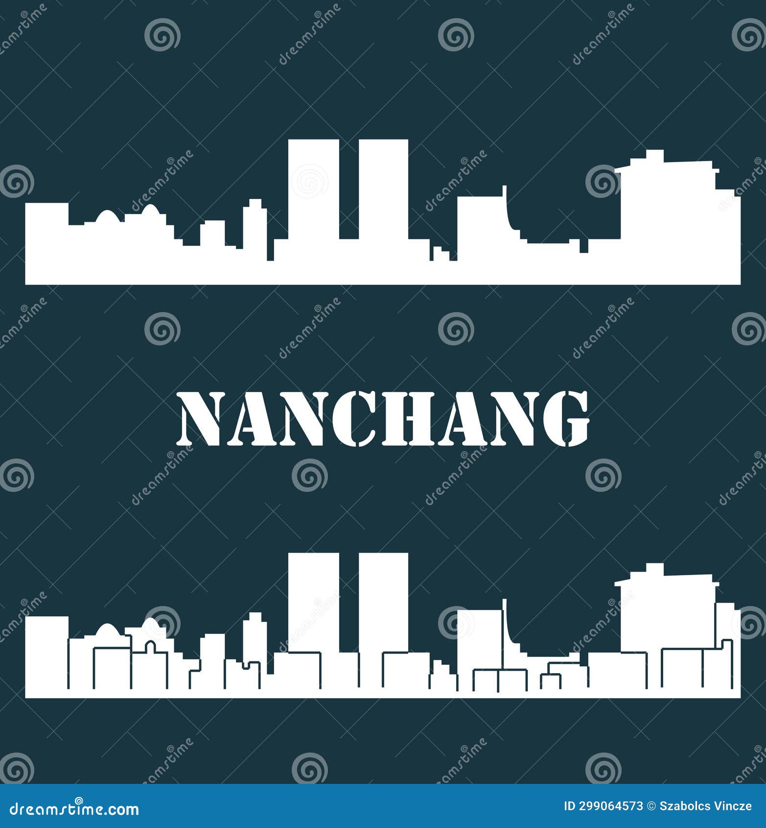 Silhueta Da Cidade De Nancha China Ilustração do Vetor - Ilustração de ...