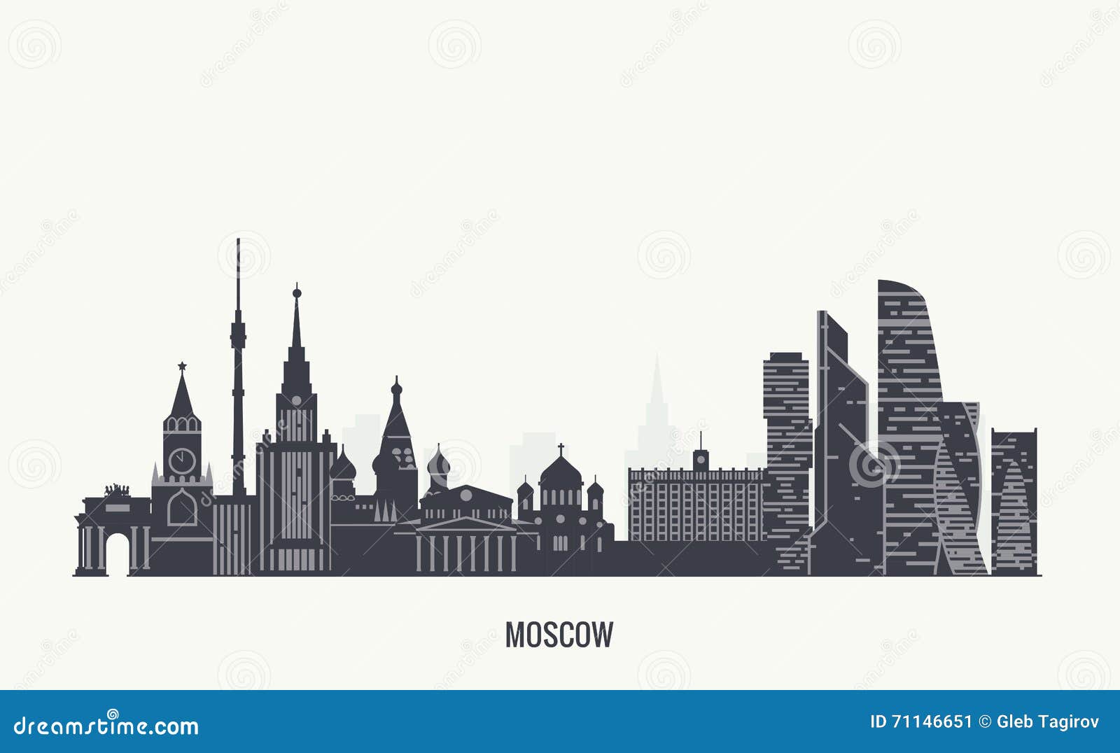 Silhueta Da Skyline De Moscou Ilustração do Vetor - Ilustração de ...