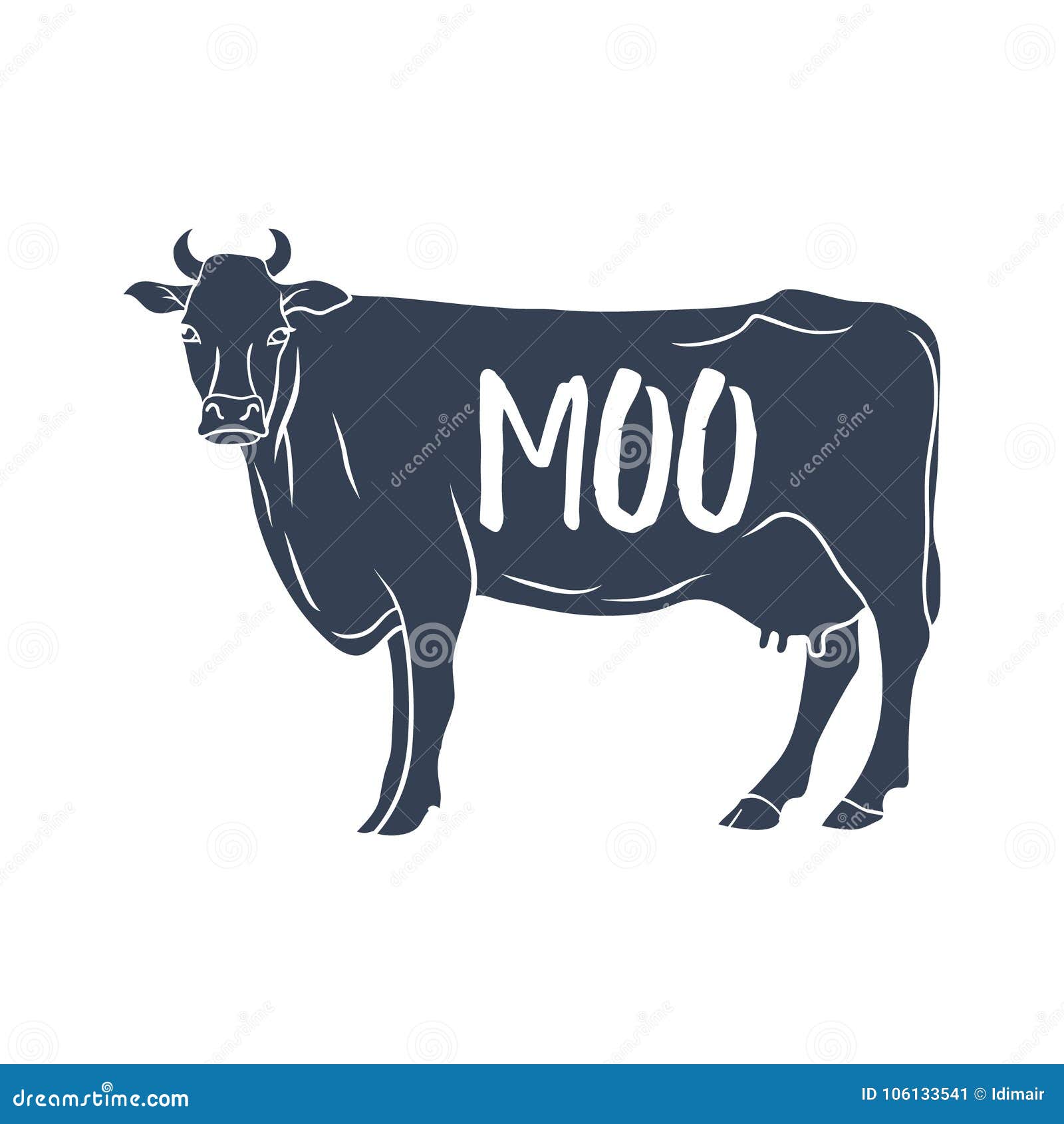 Silhueta Da Vaca Com Moo Text Vetor Ilustração do Vetor - Ilustração de ...