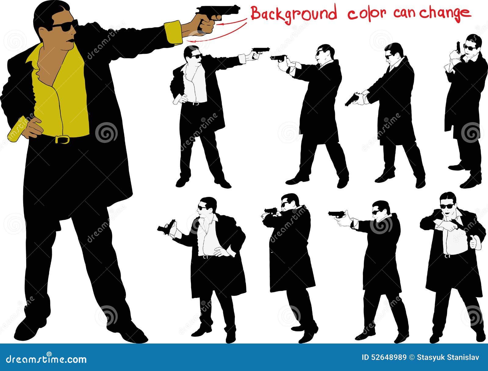 Silhueta de homem armado ilustração do vetor. Ilustração de arma - 52648989