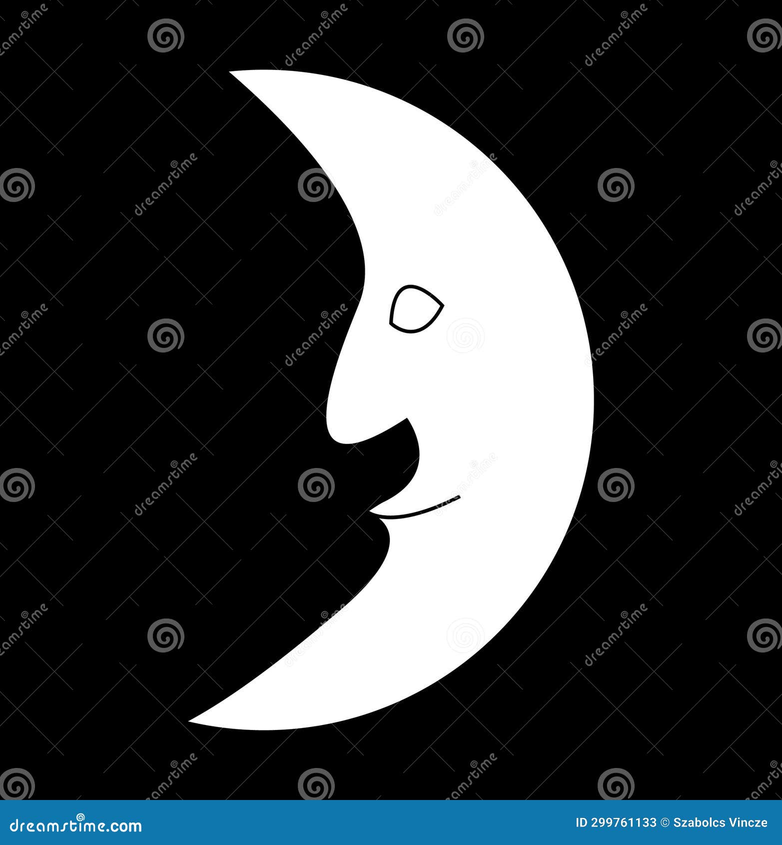 Silhueta de lua figurativa ilustração do vetor. Ilustração de perfil ...