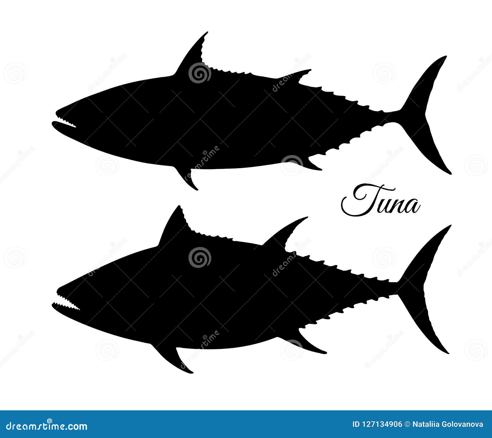 Silhueta do atum ilustração do vetor. Ilustração de marisco - 127134906