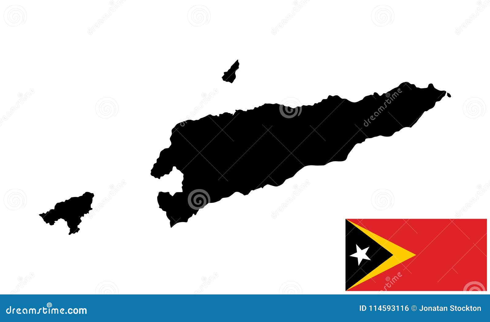 Silhueta Do Mapa De Timor-Leste, Bandeira De Timor-Leste Ilustração ...