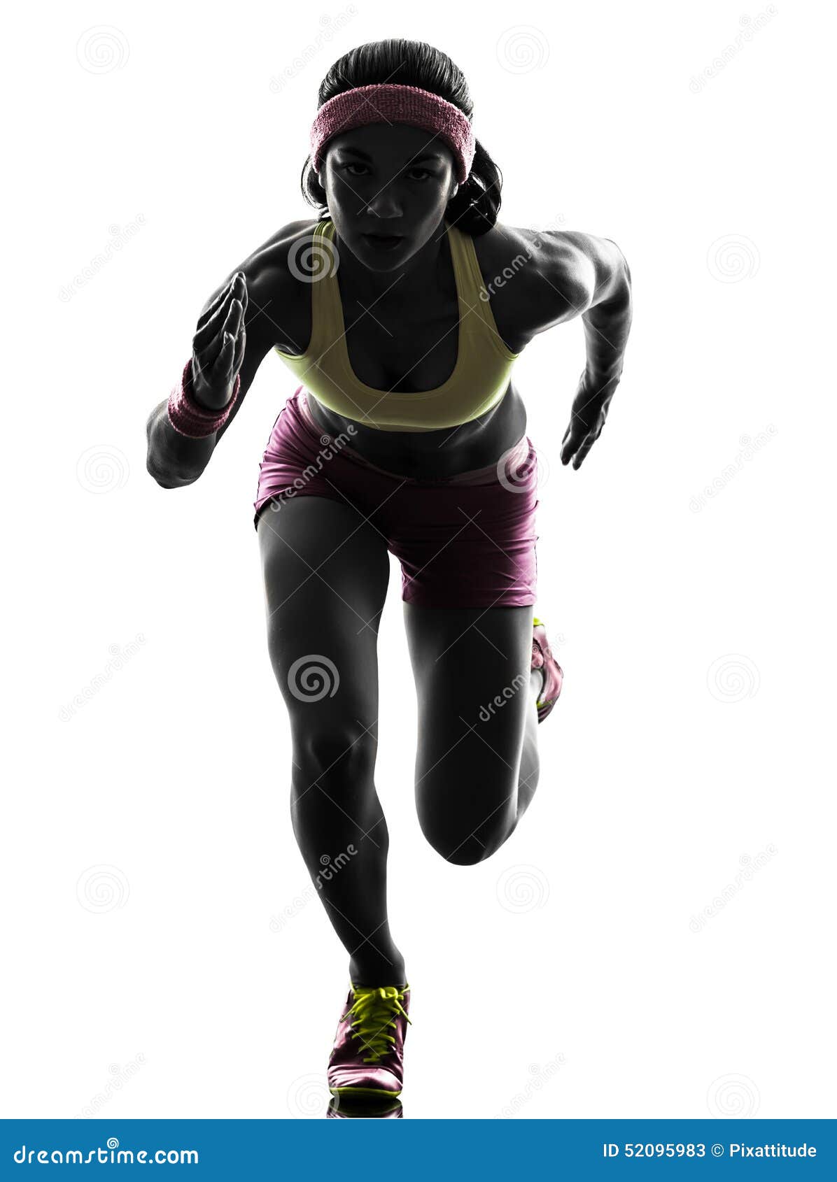 Silhueta Running Do Corredor Da Mulher Imagem de Stock - Imagem de ...