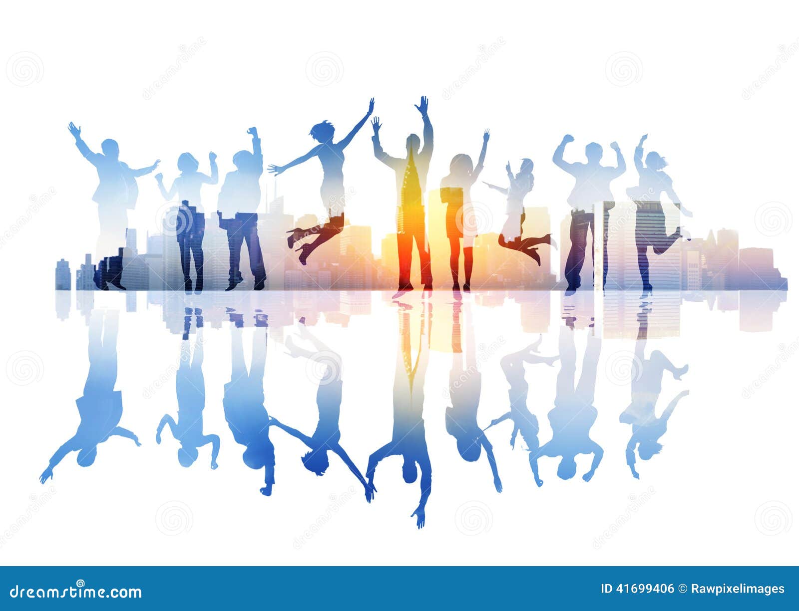 Silhuetas De Comemorar Executivos Na Arquitetura Da Cidade Foto de ...