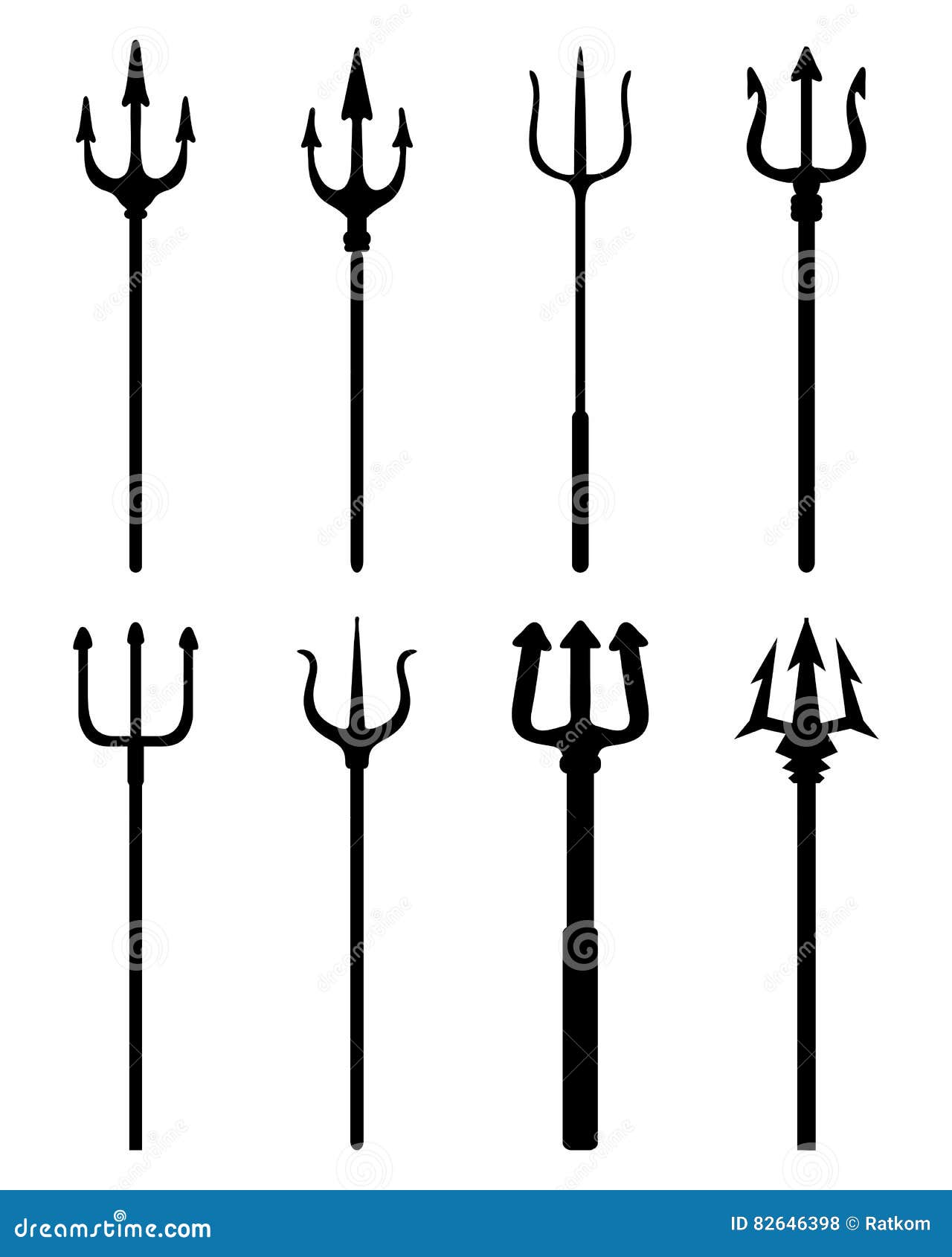 Silhuetas do tridente ilustração stock. Ilustração de afiado - 82646398