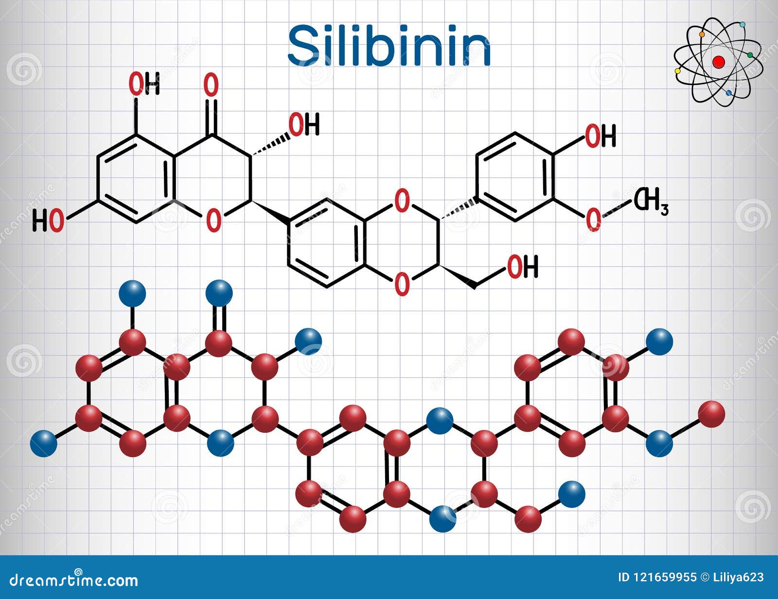 Silibinin Silybin Milk Thistle Molecule. Major Constituent Of Silymarin ...