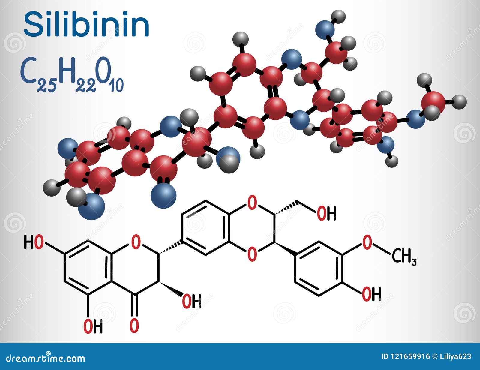 Silibinin Silybin Milk Thistle Molecule. Major Constituent Of Silymarin ...