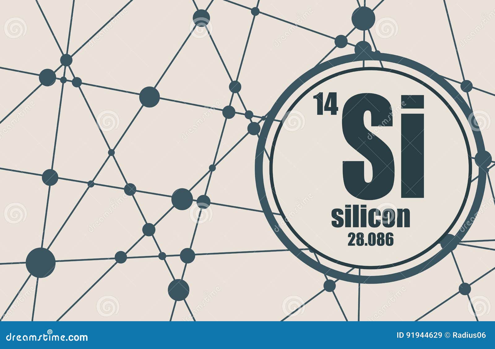 Silicon chemical element. stock vector. Illustration of molecule - 91944629