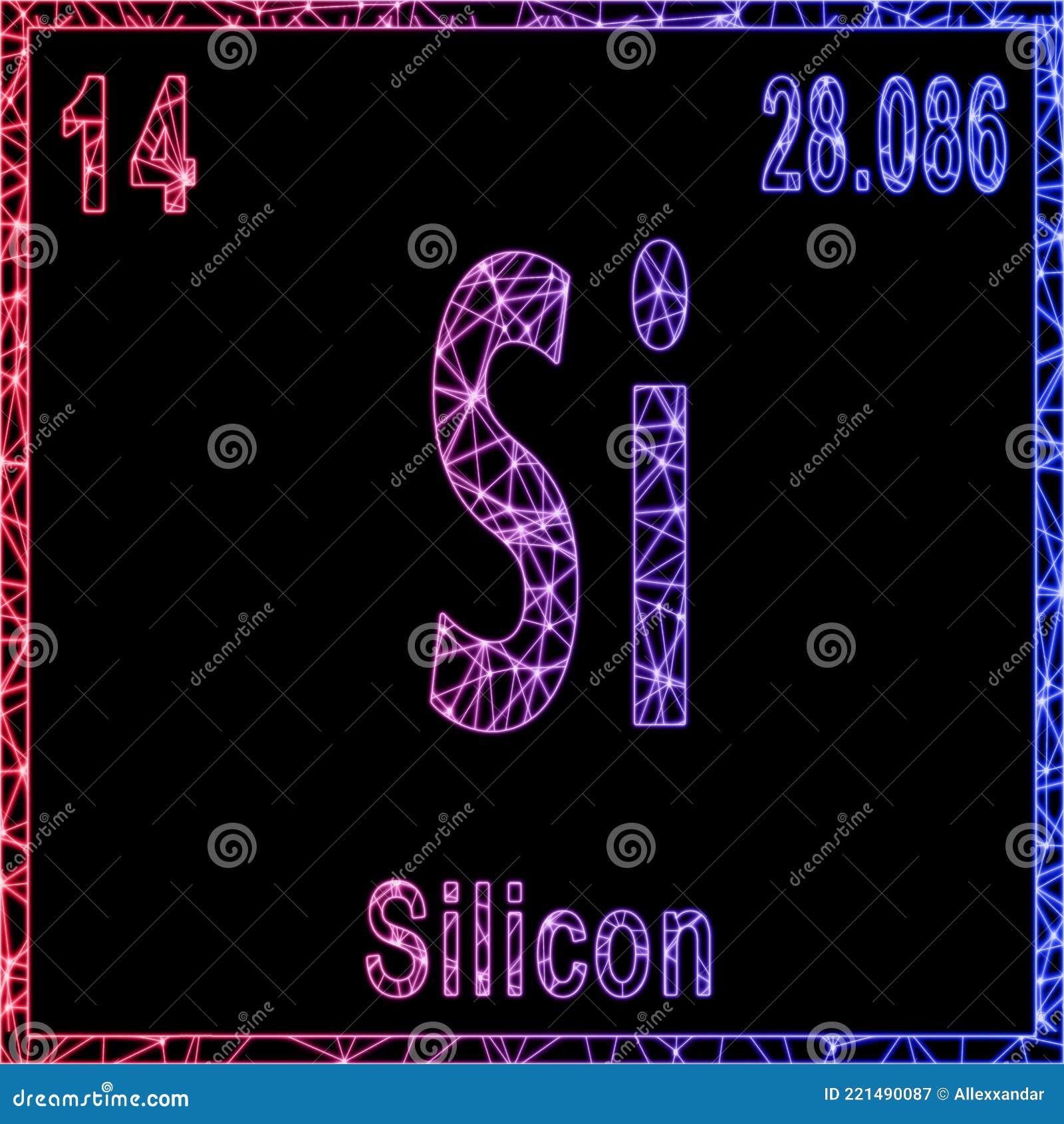 Silicon Chemical Element, Sign with Atomic Number and Atomic Weight ...