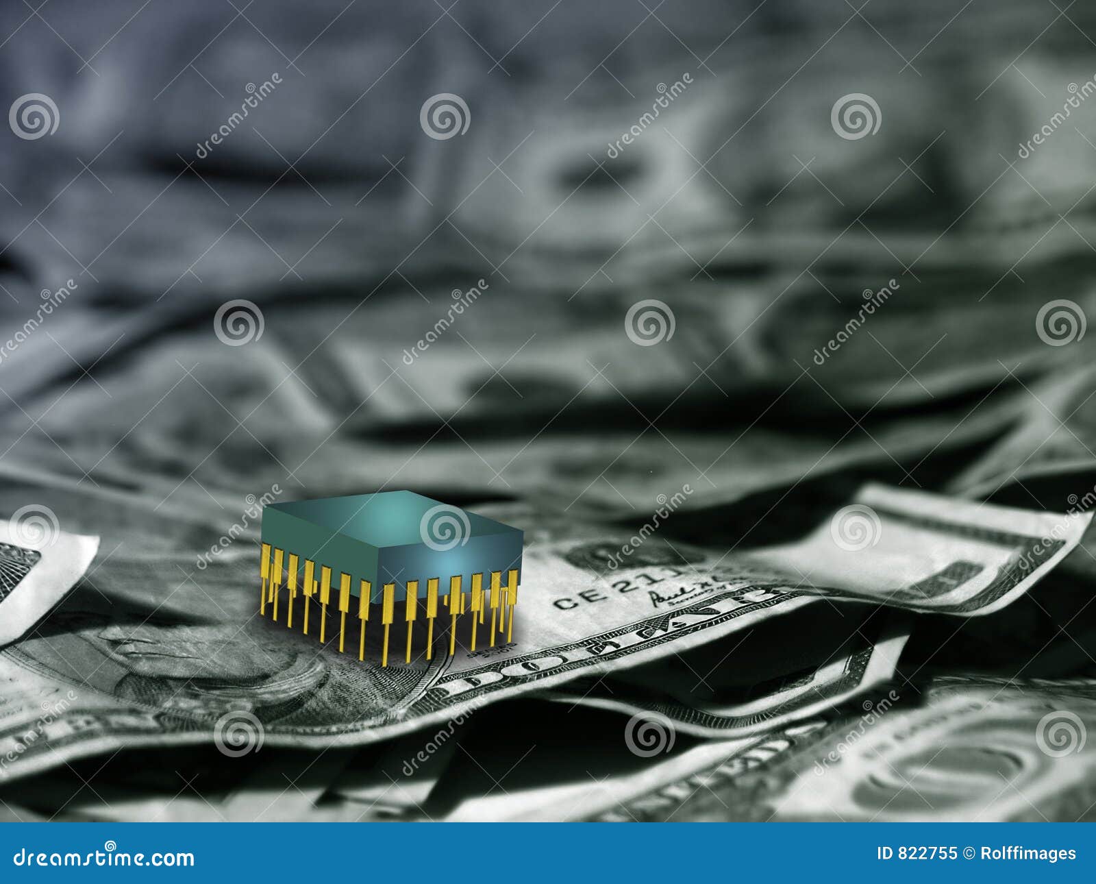 Silicon Chip on Pile of Money Stock Image - Image of circuit, heap: 822755