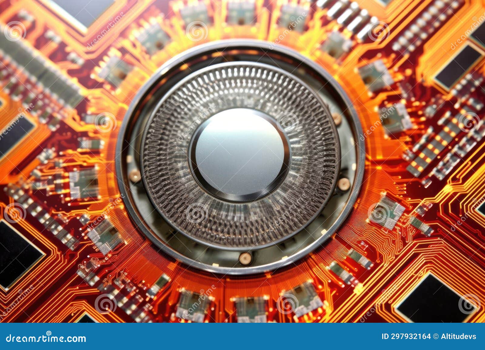 Silicon Chip Surface Displayed Under Zoom Lens Stock Illustration ...