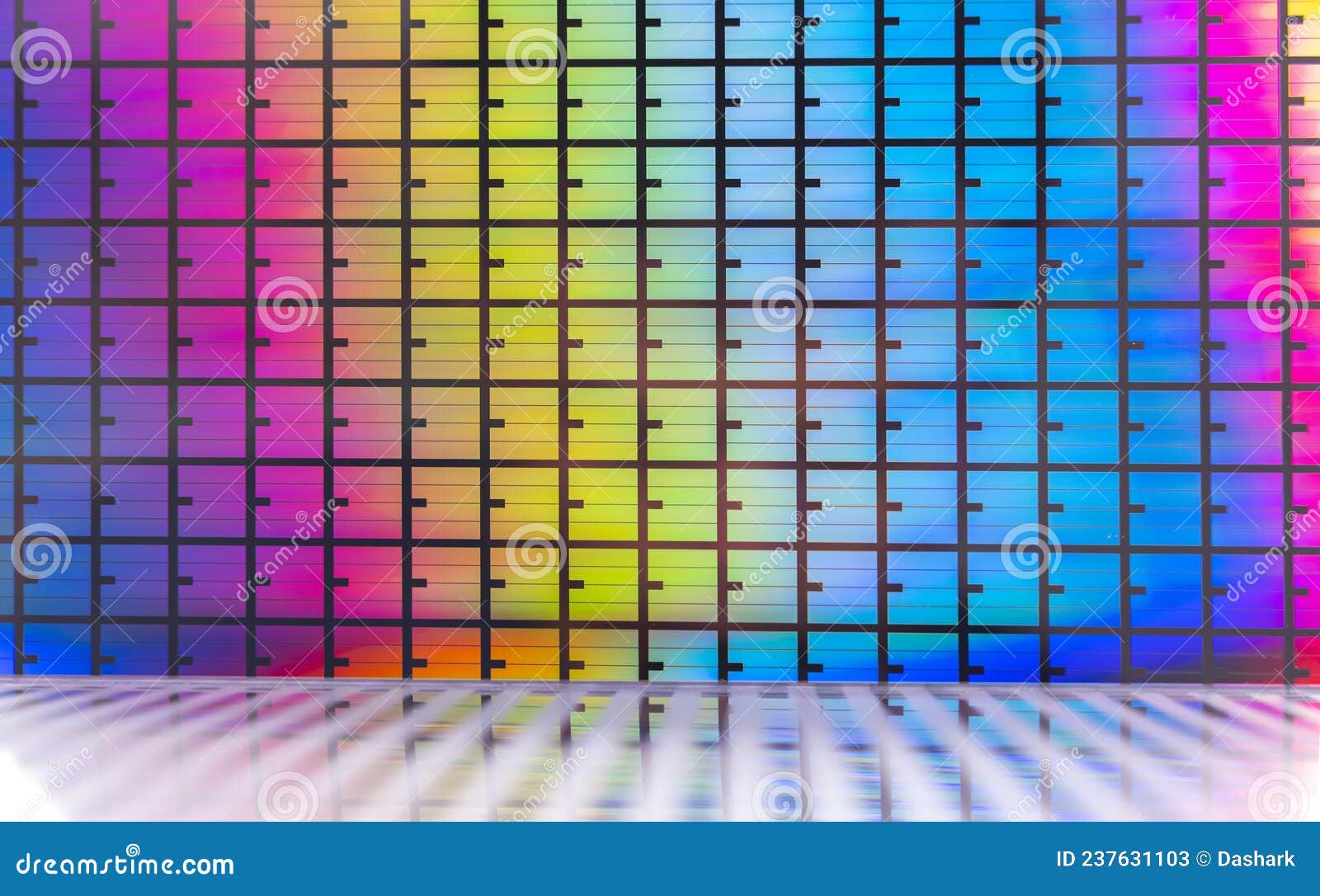 Silicon Chip Wafer Reflecting Different Colors Stock Image - Image of ...
