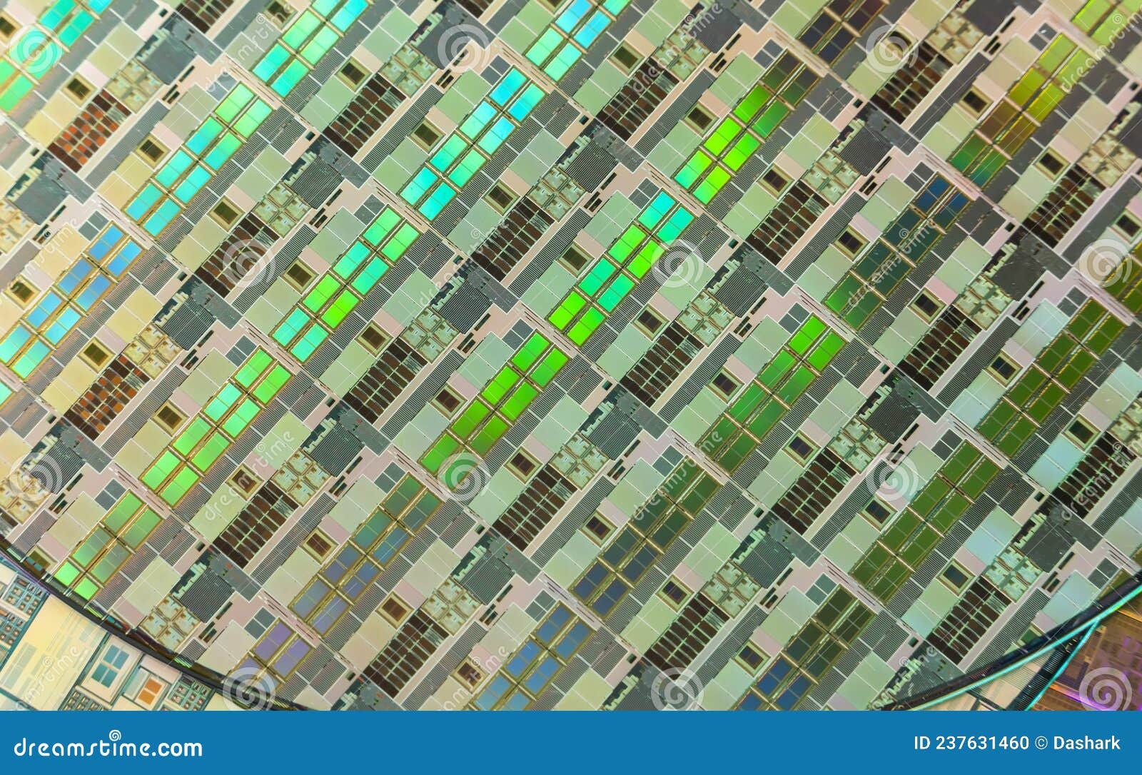 Silicon Chip Wafer Reflecting Colors Stock Photo - Image of detail ...