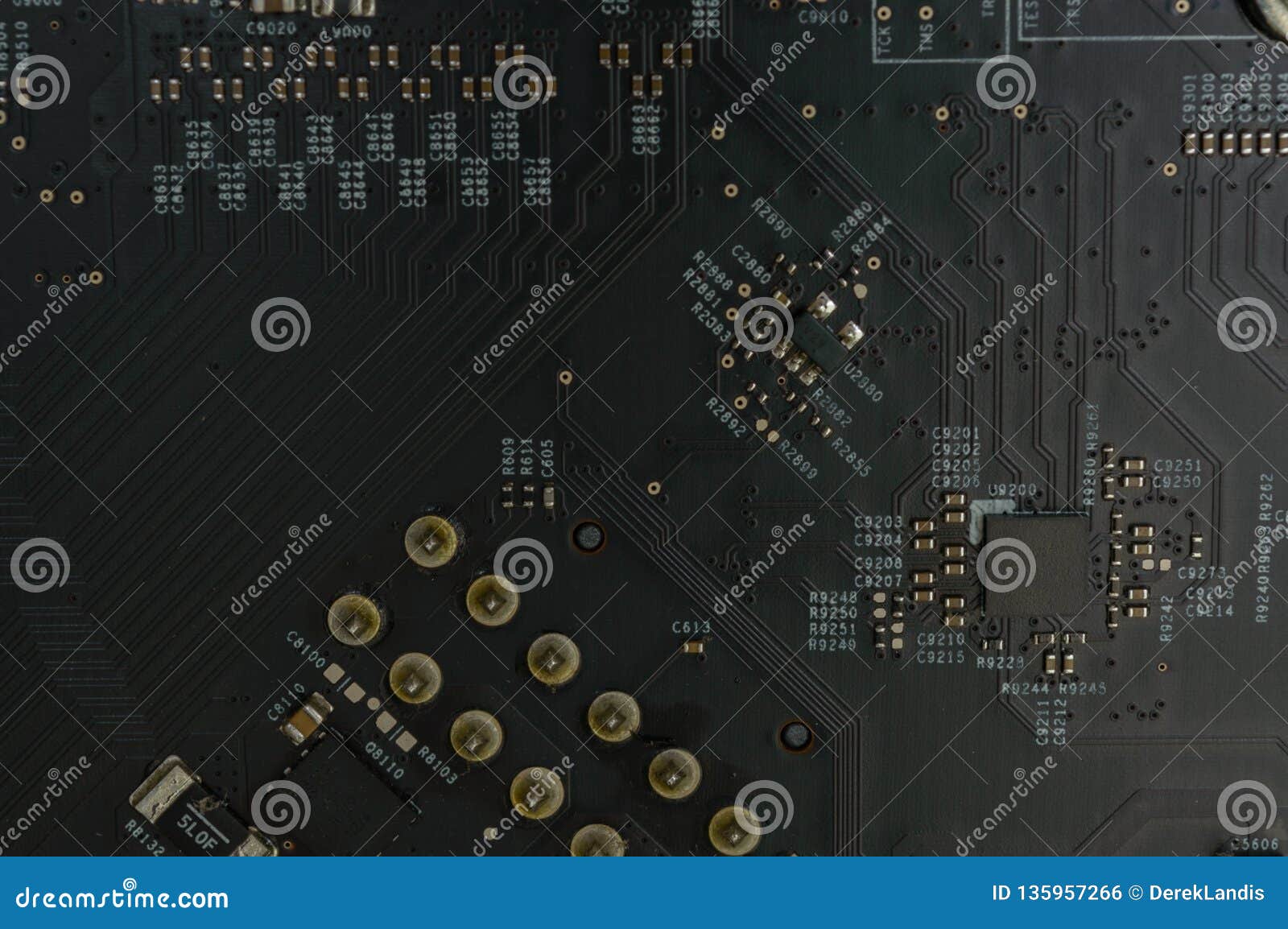 Silicon Computer Motherboard with Solder Close-up Stock Photo - Image ...