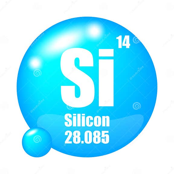 Silicon Element Sphere. Si Symbol. Atomic Number 14. Atomic Mass 28.085 ...