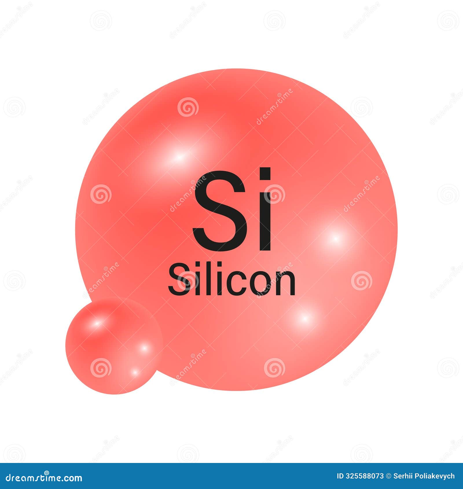 Silicon Element Symbol. Shiny Red Spheres. Chemical Element Icon ...