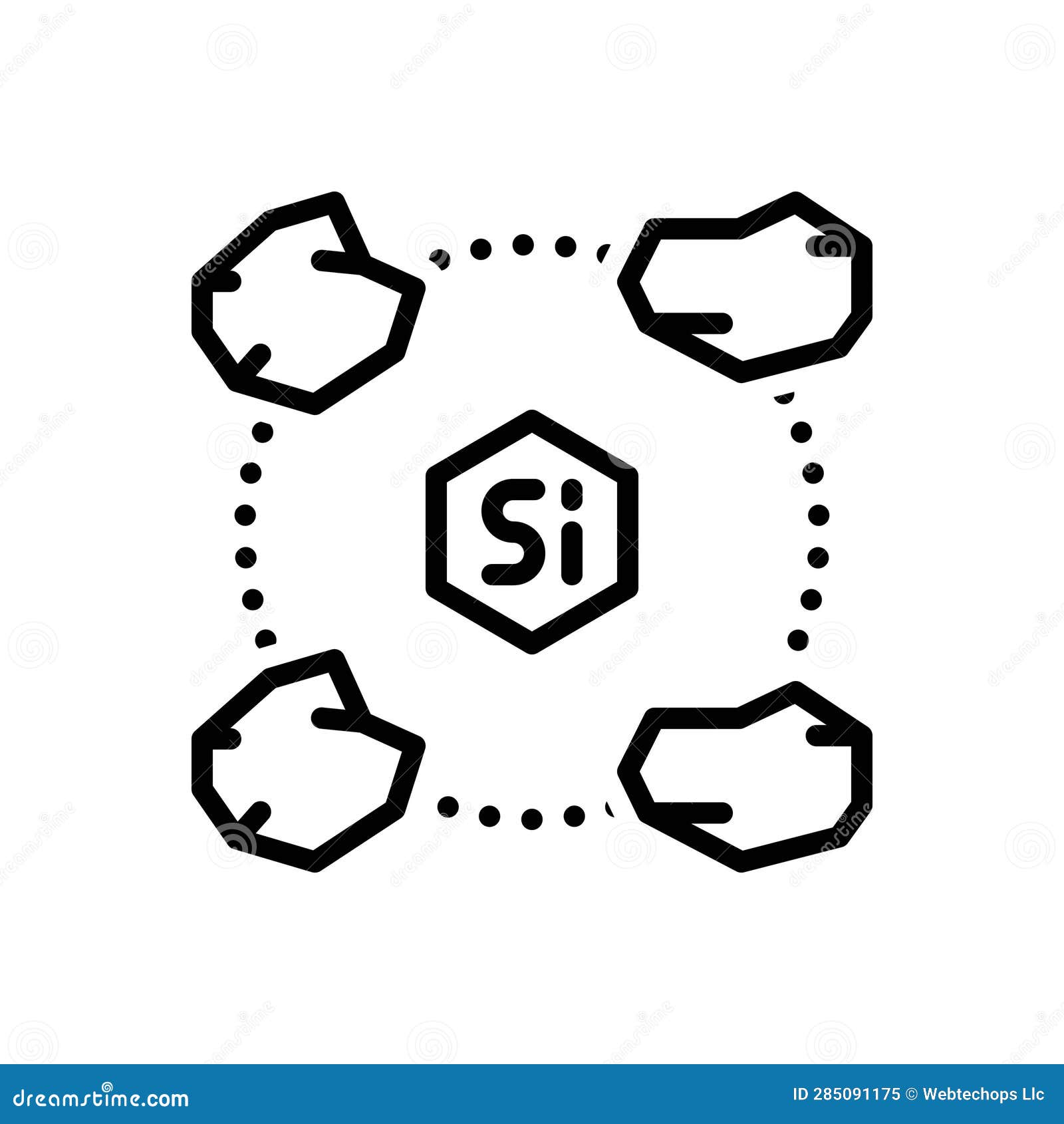 Black Line Icon for Silicon, Silicium and Metal Stock Vector ...