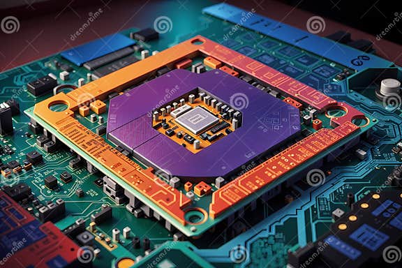 Silicon photonics chip stock illustration. Illustration of computer ...