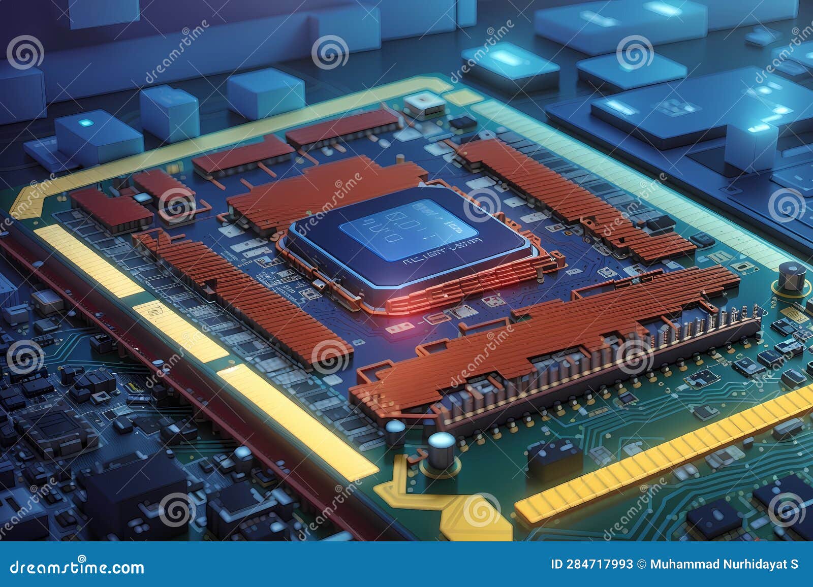 Silicon photonics chip stock illustration. Illustration of motherboard ...