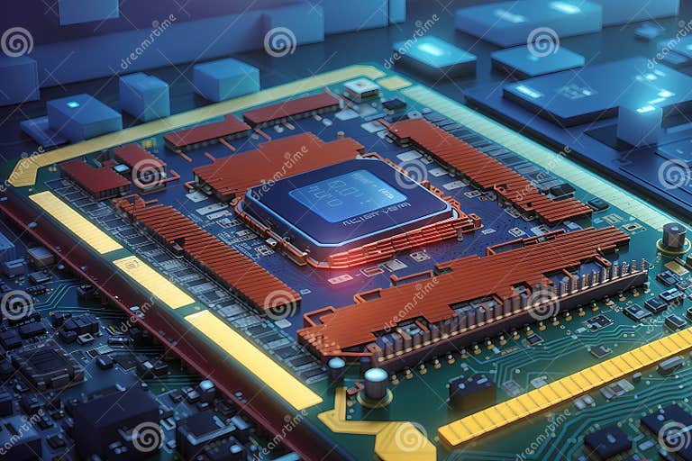 Silicon photonics chip stock illustration. Illustration of motherboard ...