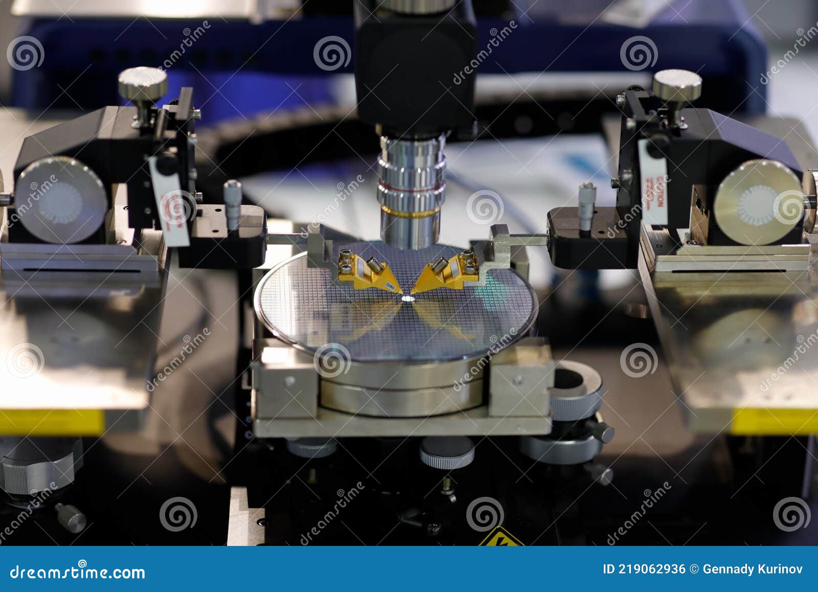 Silicon Semiconductor Wafer on RF Probe Station Stock Photo - Image of ...