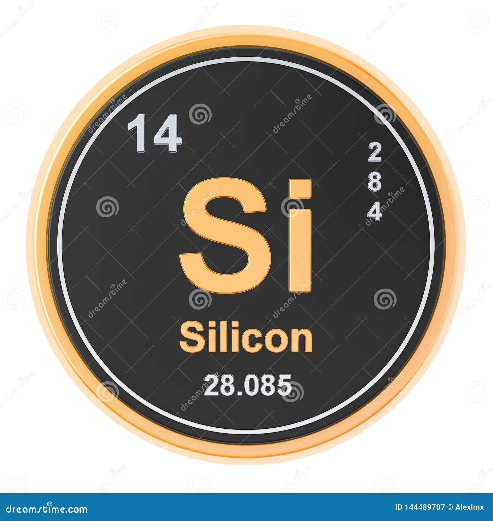 Silicon Si Chemical Element. 3D Rendering Stock Illustration ...