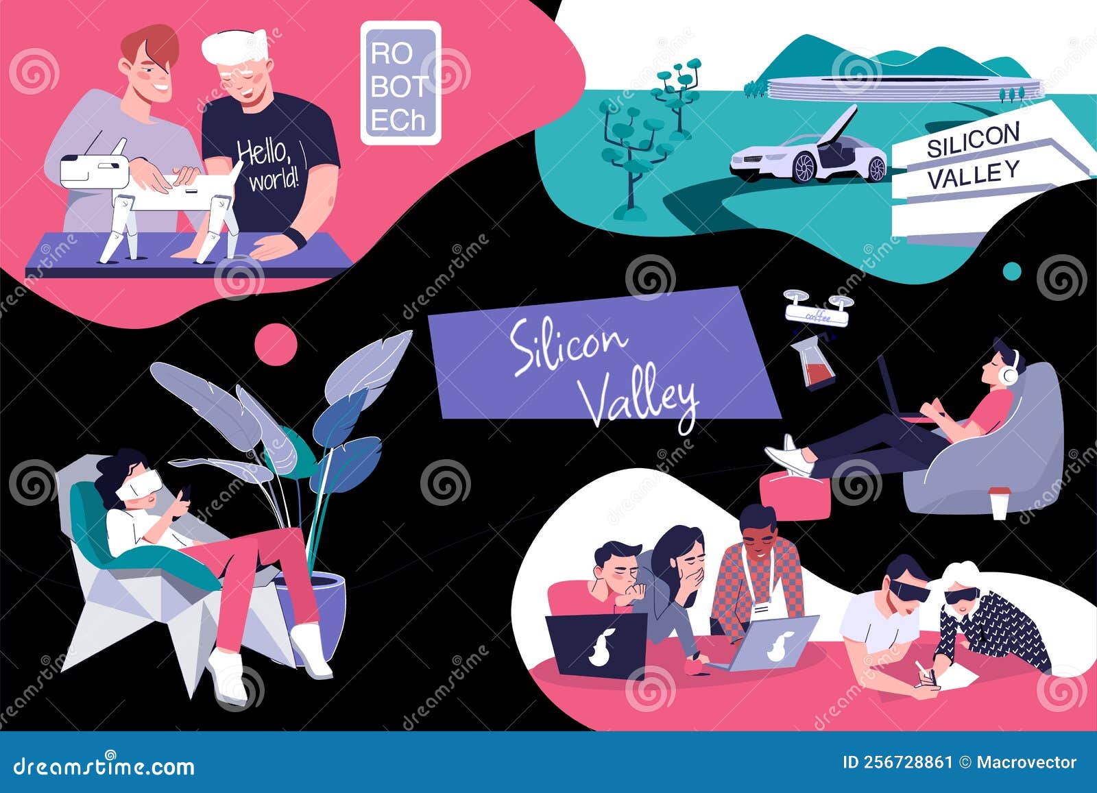 Silicon Valley Collage Composition Cartoon Vector | CartoonDealer.com ...