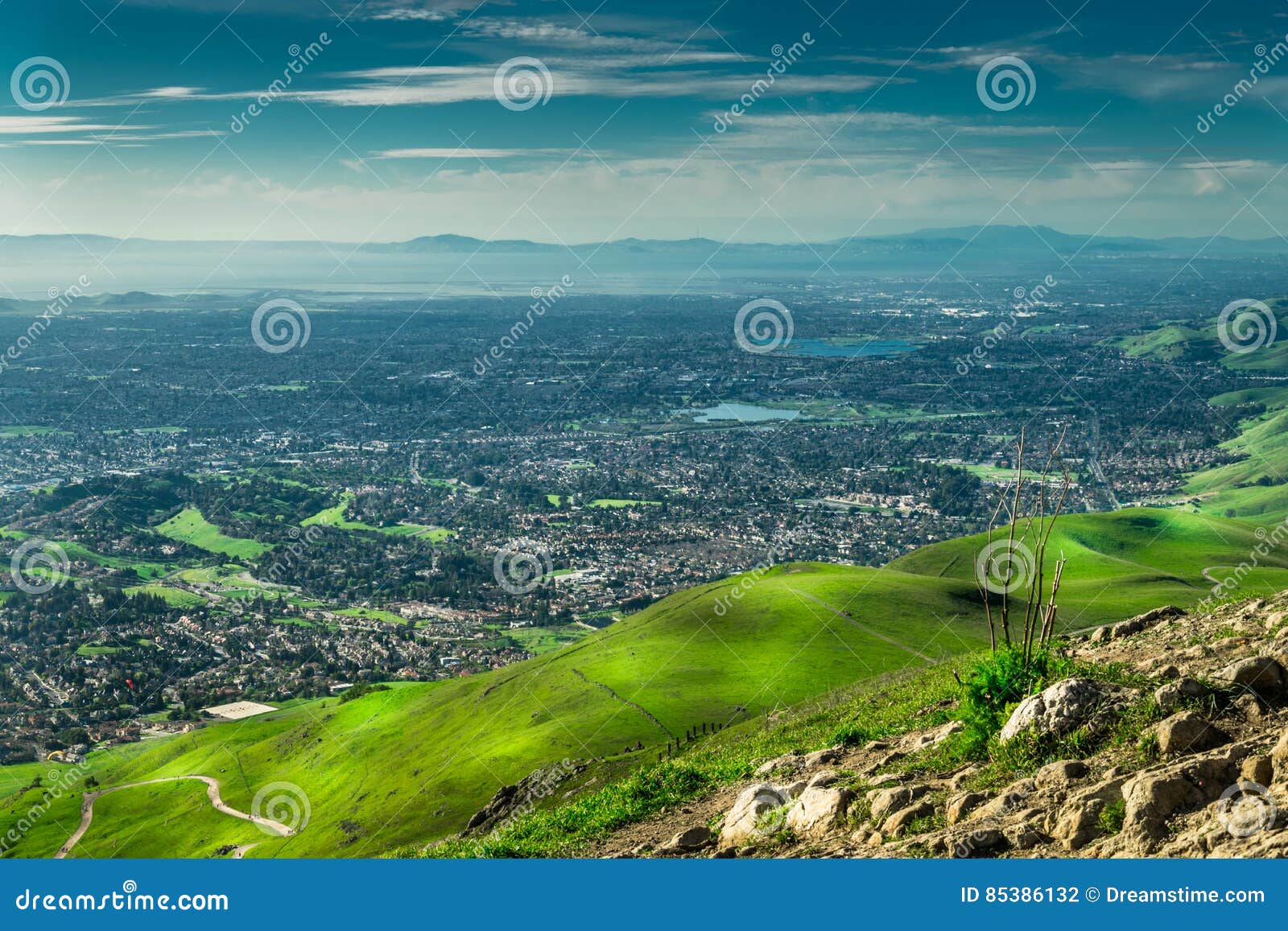 Silicon Valley View from Mission Peak Hills Stock Photo - Image of ...