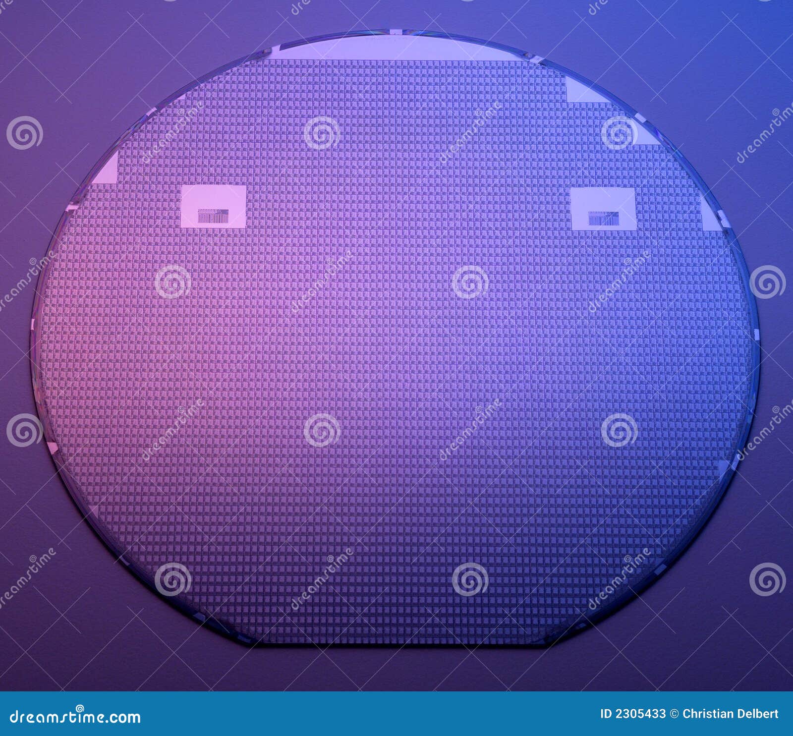 Silicon Wafer With Microchips, Fixed In A Holder With A Steel Frame On ...
