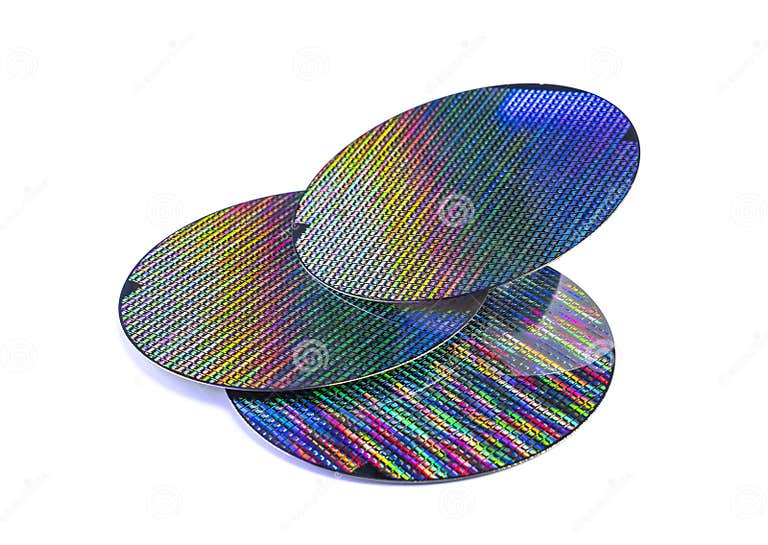 Silicon Wafer with Chips Isolated on White Background Stock Photo ...