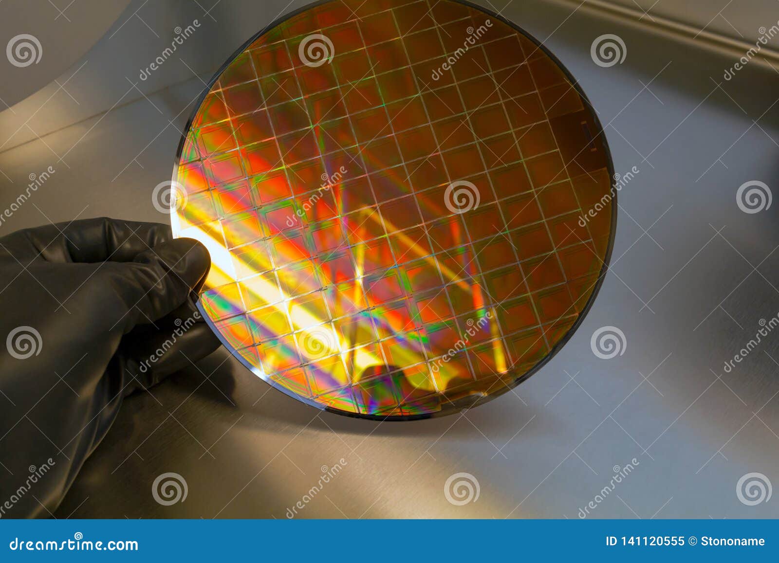 Silicon Wafer is Held in the Hands by Gloves Inside of Glovebox Stock ...