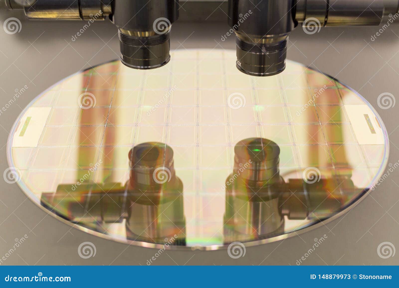 Silicon Wafer on Machine Process Examining in Microscope Stock Image ...