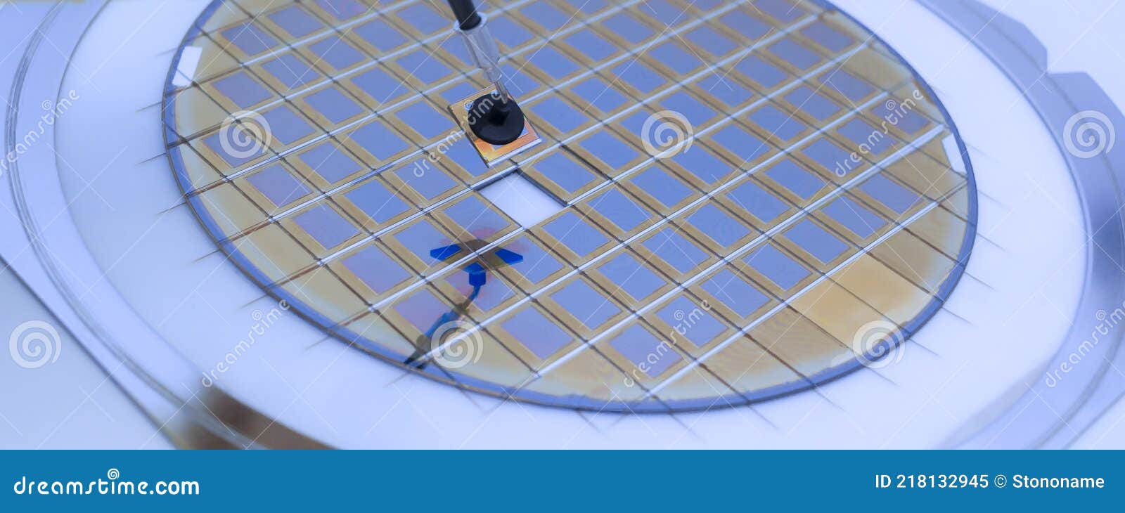 Silicon Wafer with Microchips Fixed in a Holder with a Steel Frame ... Silicon Wafer with Microchips Fixed in a Holder with a Steel Frame ...