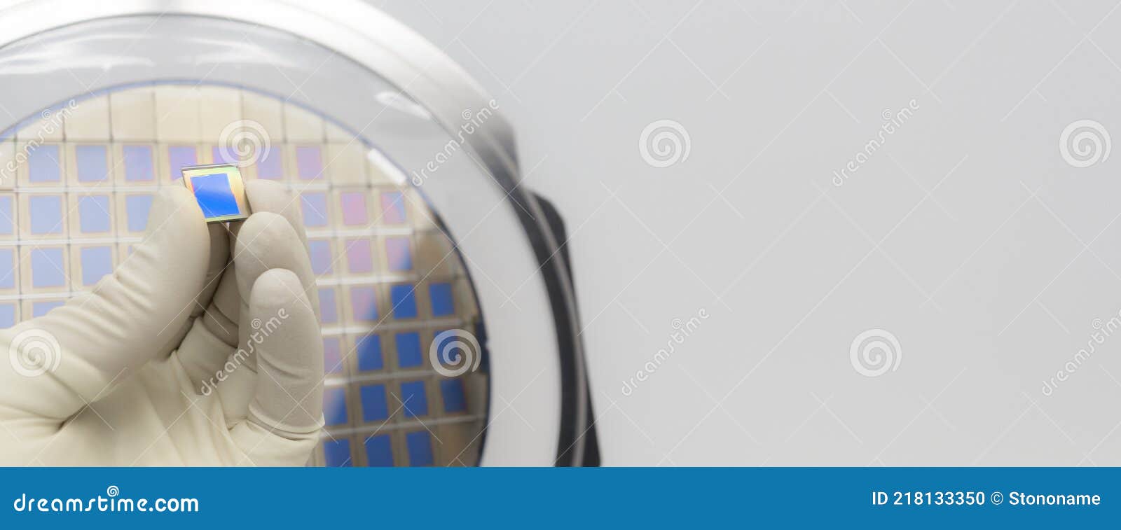 Silicon Wafer with Microchips, Fixed in a Holder with a Steel Frame on ...