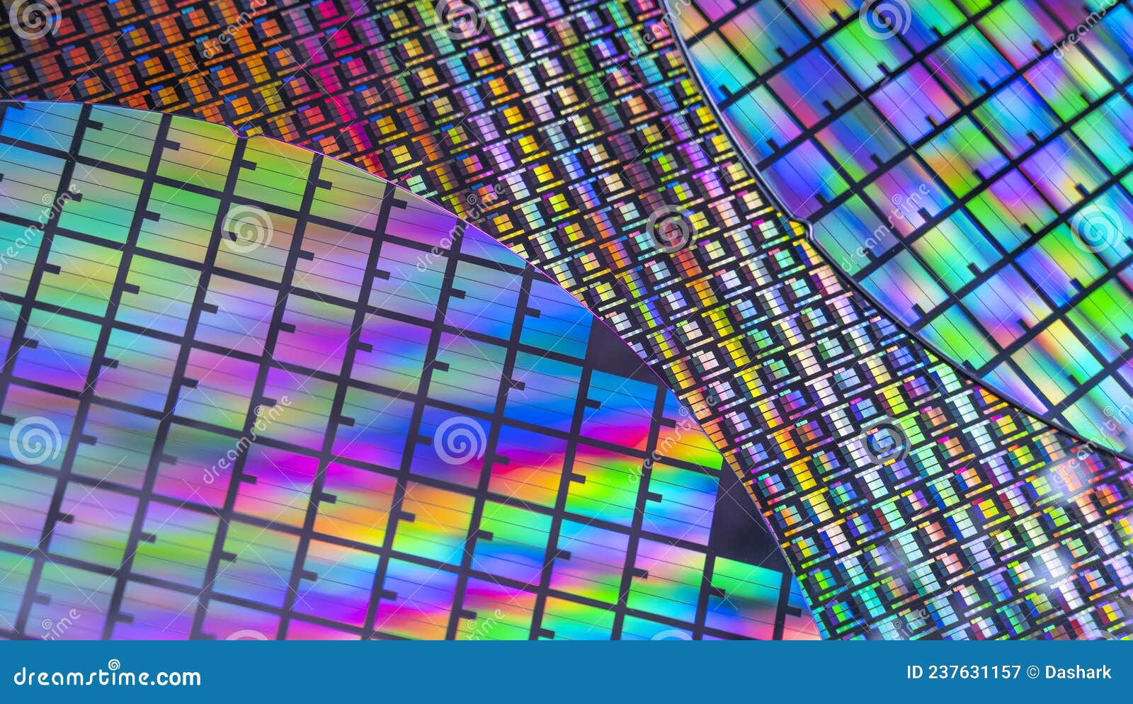 Silicon Wafers with Microchips Used in Electronics for the Fabrication ...