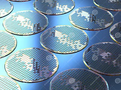 Silicon Wafer Plates for Semiconductor Manufacturing Stock Illustration ...
